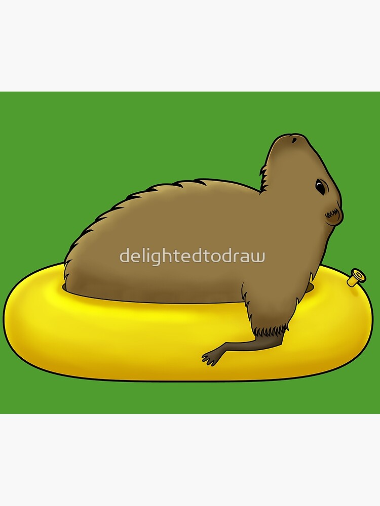 "Capybara relaxing on an inflatable ring" Poster for Sale by ...