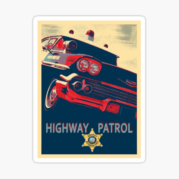 "highway patrol - police car" Sticker by hottehue | Redbubble