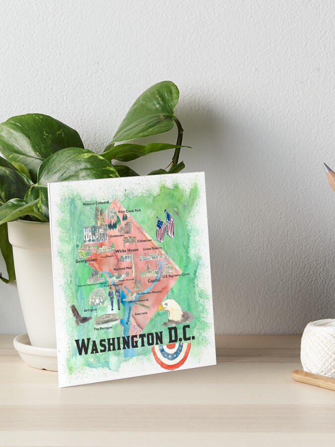 "Washington DC USA Illustrated Travel Posters Favorite Map Tourist ...
