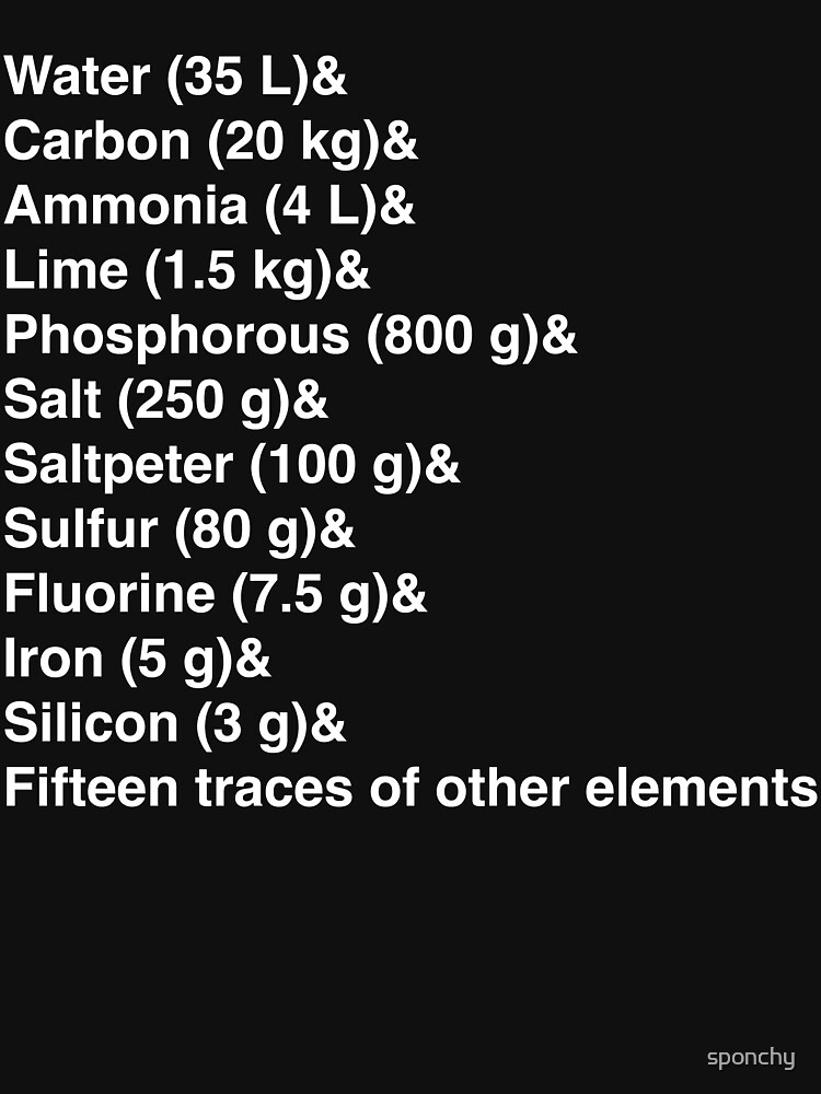 "Fullmetal Alchemist- Ingredients For A Human (WHITE TEXT)" T-shirt by ...