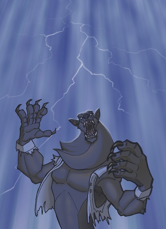 "Badass Werewolf Roaring In Lightning" by hamstertoybox | Redbubble