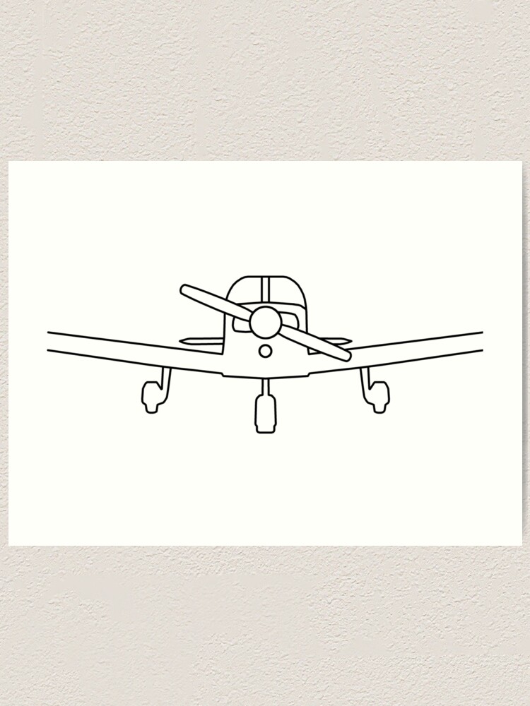 "Piper PA28 Cherokee light aircraft outline graphic (black)" Art Print ...