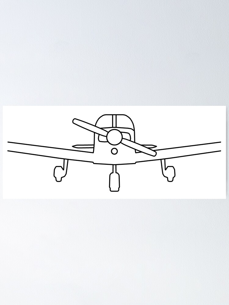 "Piper PA28 Cherokee light aircraft outline graphic (black)" Poster for ...