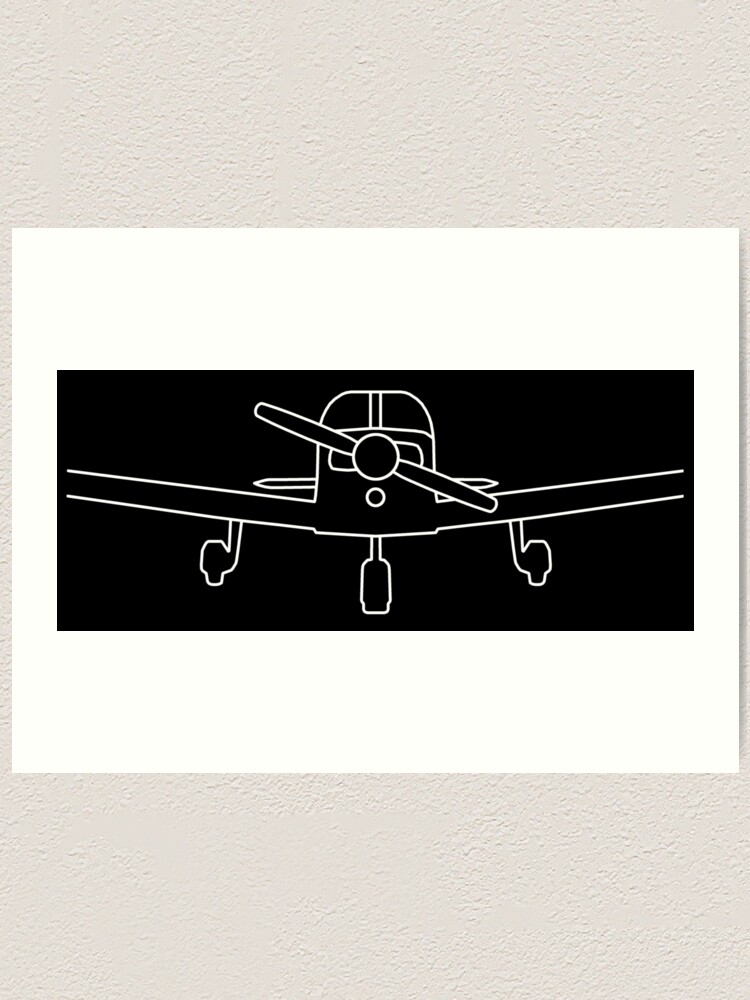 "Piper PA28 Cherokee light aircraft outline graphic (white)" Art Print ...