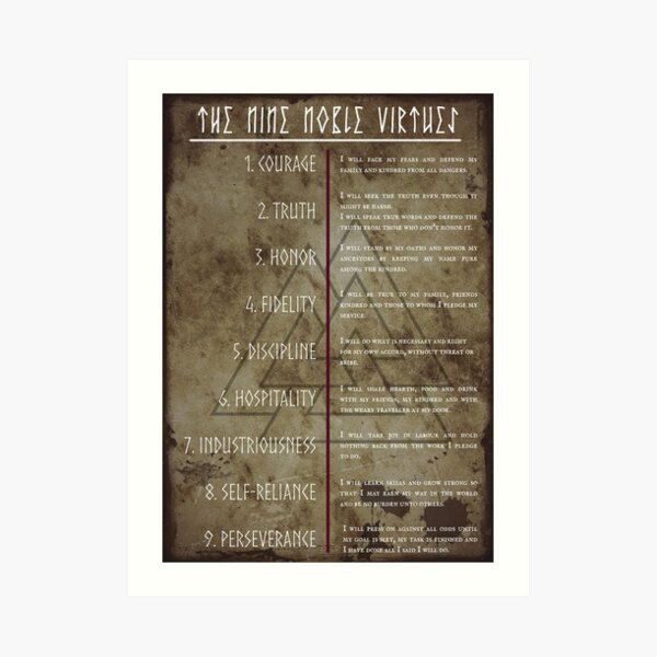 "The Nine Noble Virtues of the Norse| Asatru and Odinic rite" Art Print ...
