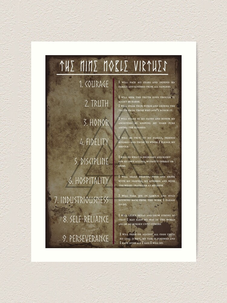 "The Nine Noble Virtues of the Norse| Asatru and Odinic rite" Art Print ...