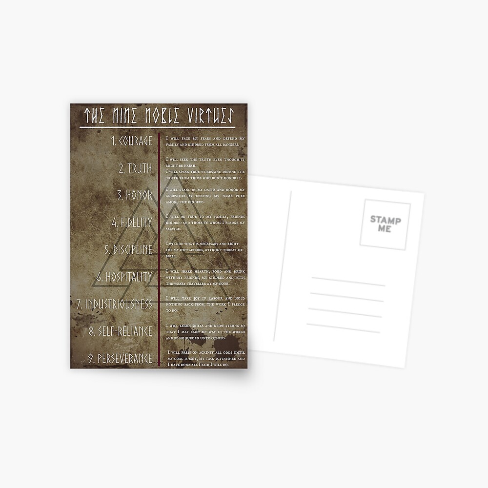 "The Nine Noble Virtues of the Norse| Asatru and Odinic rite" Postcard ...