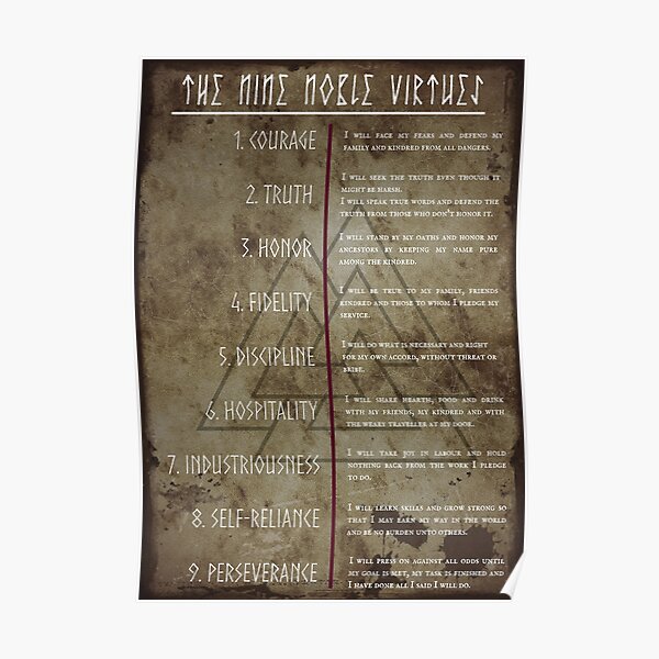 "The Nine Noble Virtues of the Norse| Asatru and Odinic rite" Poster ...