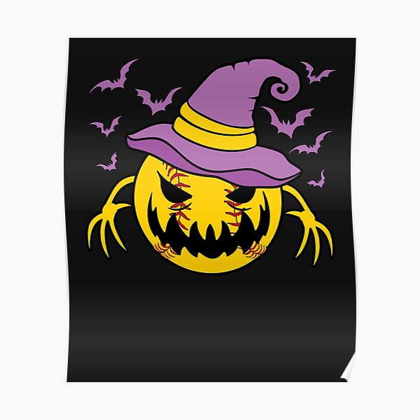 "Softball Halloween - Softball Wearing Witch's Hat" Poster by jaygo ...