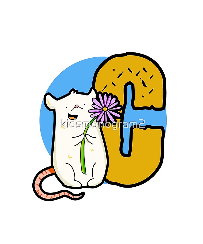 "Monogram C Cute White Mouse" by kidsmonogram2 | Redbubble