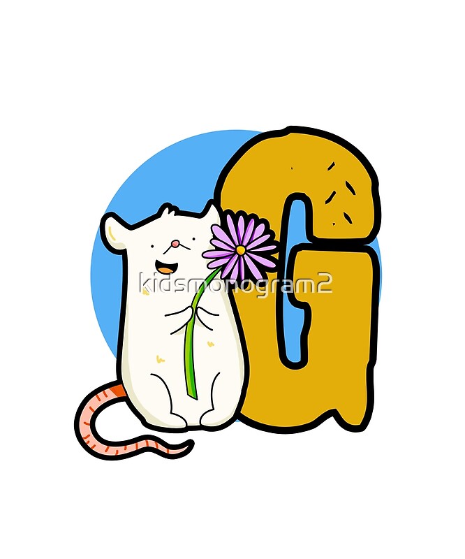 "Monogram G Cute White Mouse" by kidsmonogram2 | Redbubble