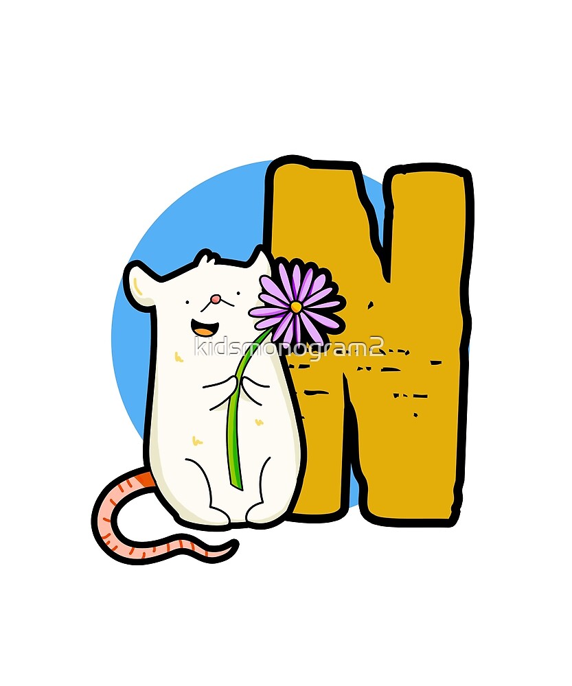 "Monogram N Cute White Mouse" by kidsmonogram2 | Redbubble