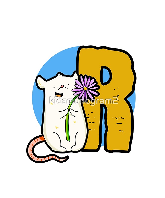 "Monogram R Cute White Mouse" by kidsmonogram2 | Redbubble