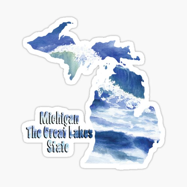 "Word Art Michigan The Great Lakes State Wave Art" Sticker for Sale by ...