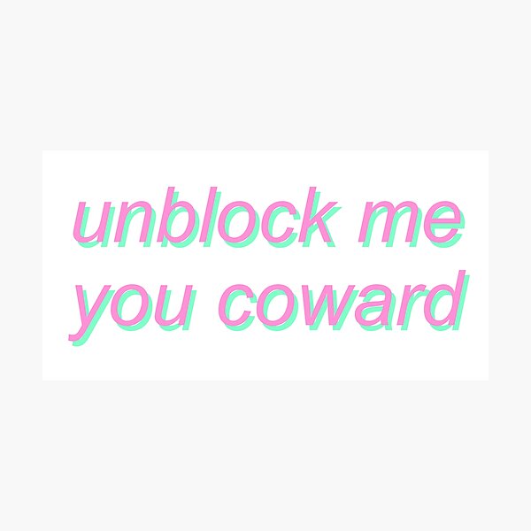 "unblock me you coward - pastel social media meme" Photographic Print ...