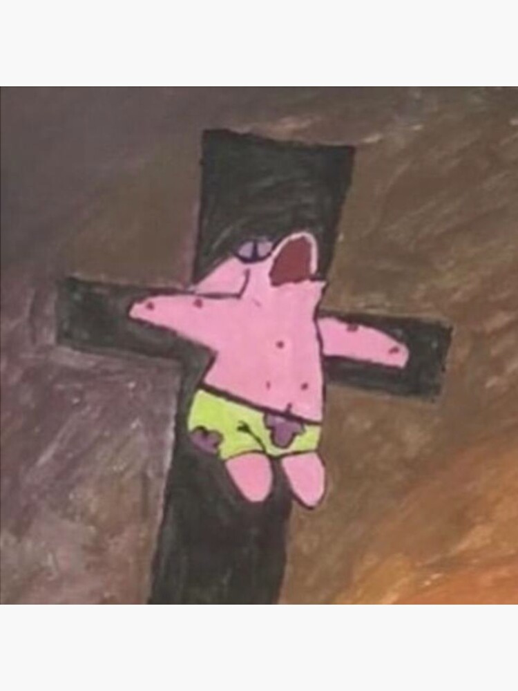 "Patrick died for our sins" Sticker by Wholesomefggt | Redbubble