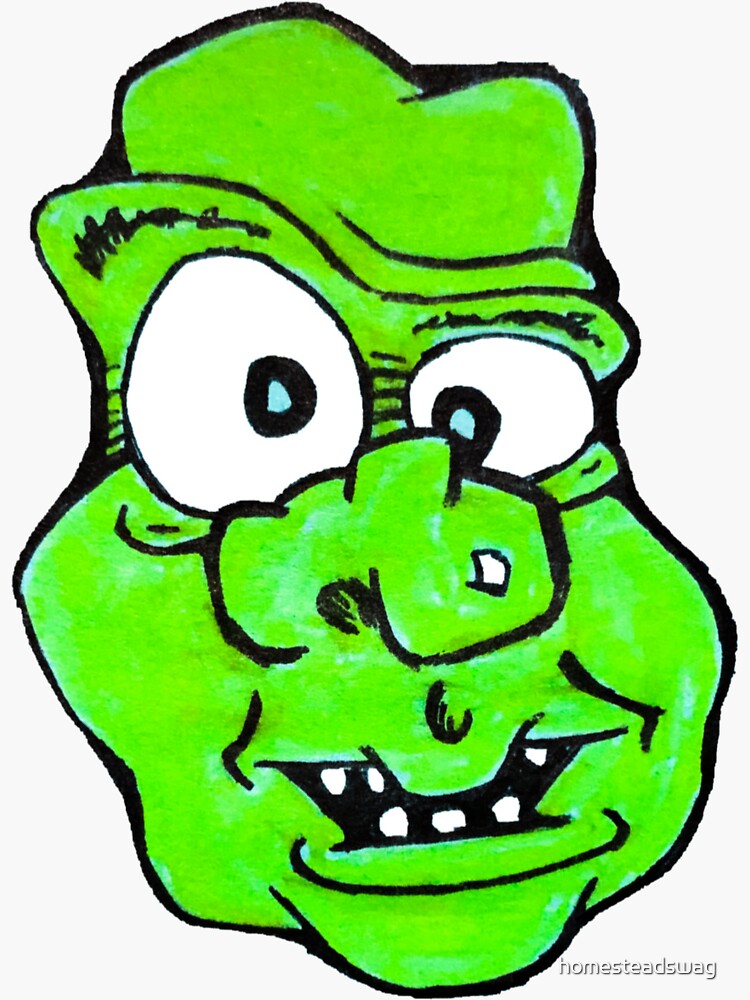 "Crazy Green Cartoon Face" Sticker for Sale by homesteadswag | Redbubble