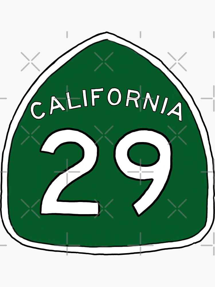 "Hand Drawn Green California 29 Highway Sign Napa Valley" Sticker for ...
