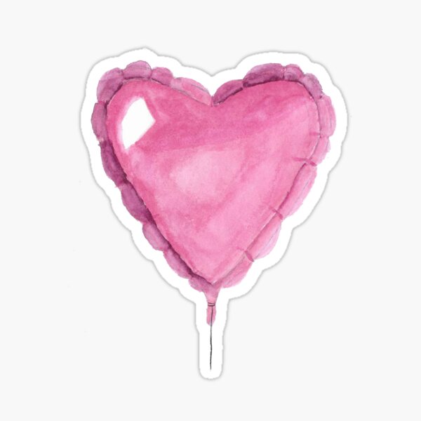 "Heart Balloon Watercolor Sticker" Sticker by nathanjking | Redbubble