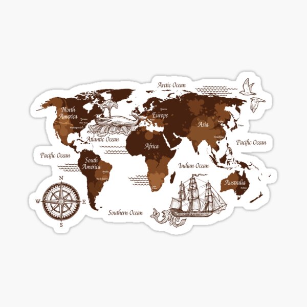 "Vintage World Map" Sticker by rott515 | Redbubble