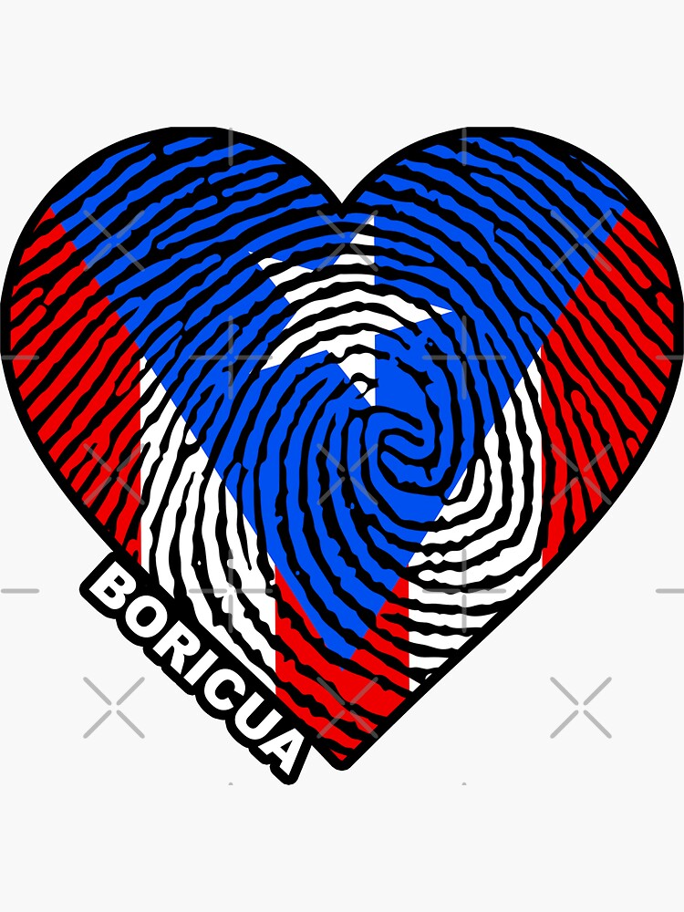 "Boricua Puerto Rico Heart Flag Fingerprint" Sticker for Sale by ...
