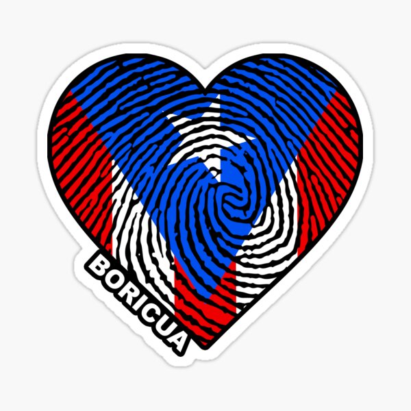 "Boricua Puerto Rico Heart Flag Fingerprint" Sticker for Sale by ...