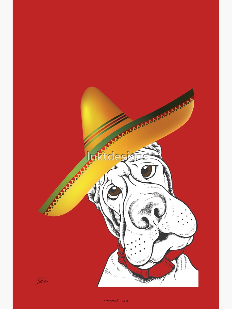 "OLA DOG IN SOMBRERO" Sticker for Sale by Inktdesigns | Redbubble