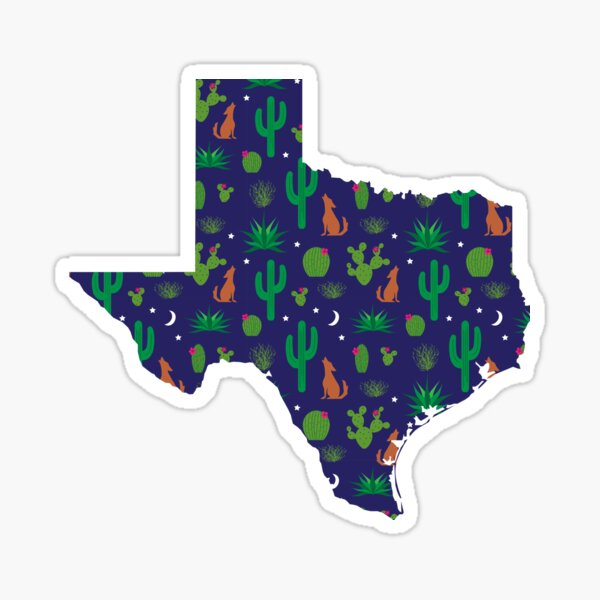 "Texas Cactii Map State Cactus Pattern" Sticker for Sale by ...