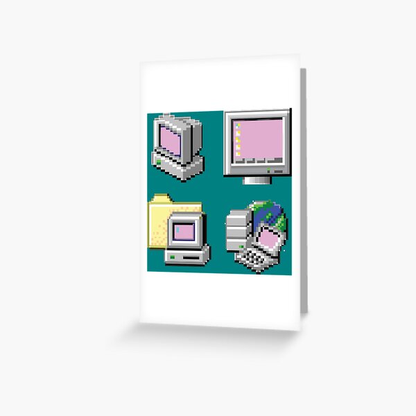 "Pink Windows 98 Desktop Icons Set Classic Green Background" Greeting ...
