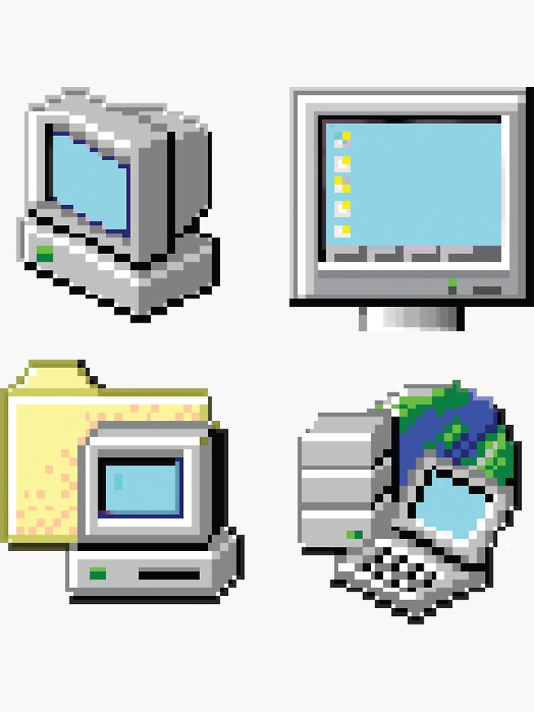 "Blue Windows 98 Desktop Icons Set" Sticker for Sale by eliza-beth ...