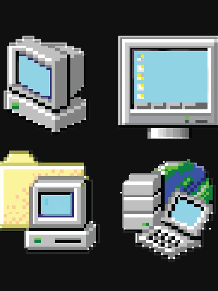 "Blue Windows 98 Desktop Icons Set" T-shirt for Sale by eliza-beth ...