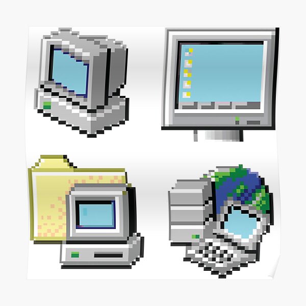 "Blue Windows 98 Desktop Icons Set" Poster for Sale by eliza-beth ...