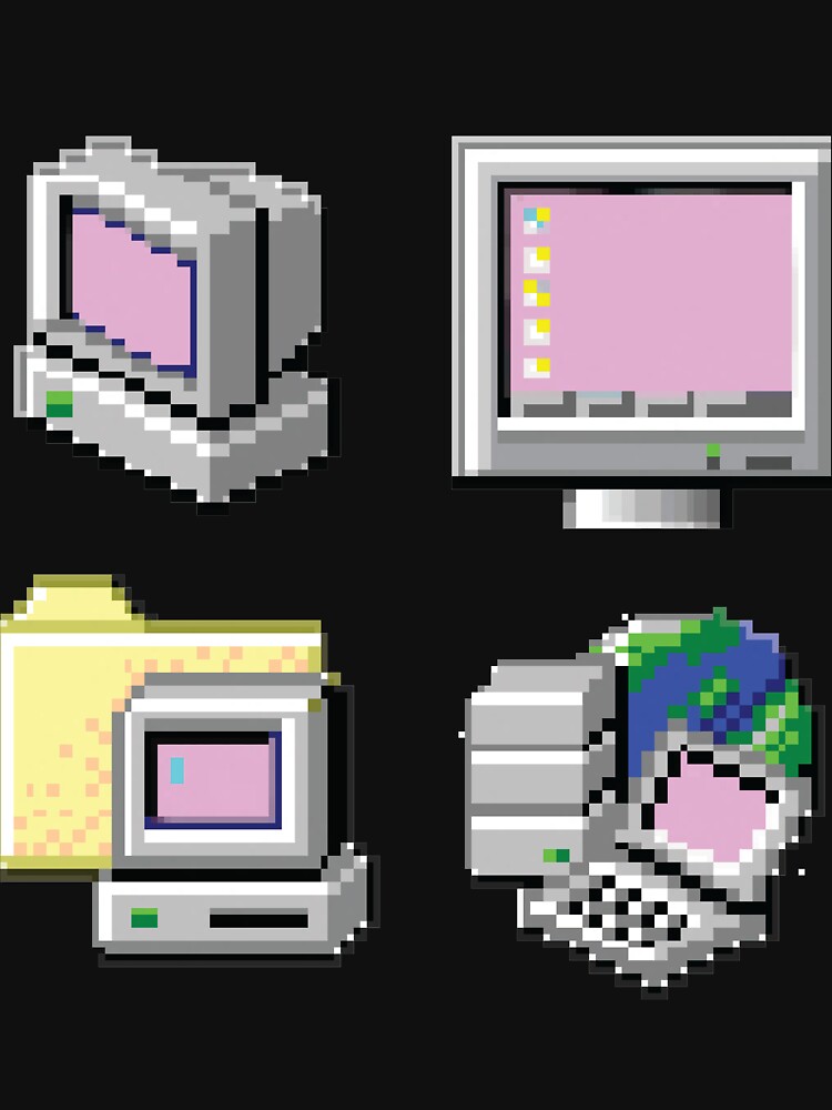 "Pink Windows 98 Desktop Icons Set" T-shirt for Sale by eliza-beth ...