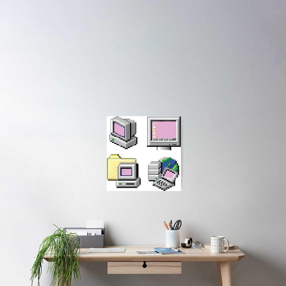 "Pink Windows 98 Desktop Icons Set" Poster for Sale by eliza-beth ...