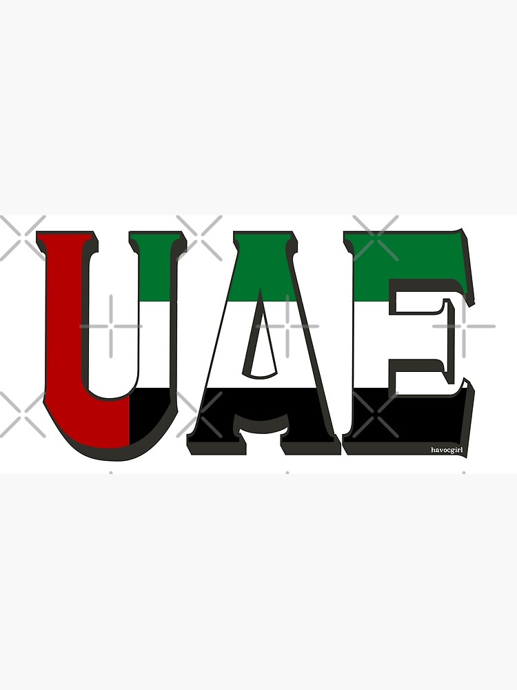 "UAE United Arab Emirates Font with Emirati Flag" Poster for Sale by ...