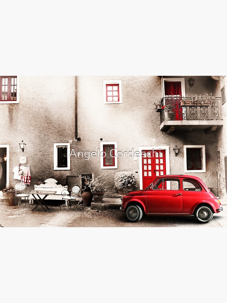 "Old vintage italian scene. Small antique red car." Photographic Print ...