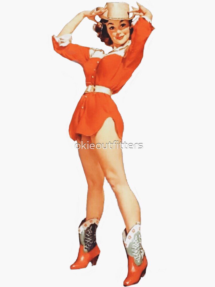 Pinup Cowgirl Sticker For Sale By Okieoutfitters Redbubble