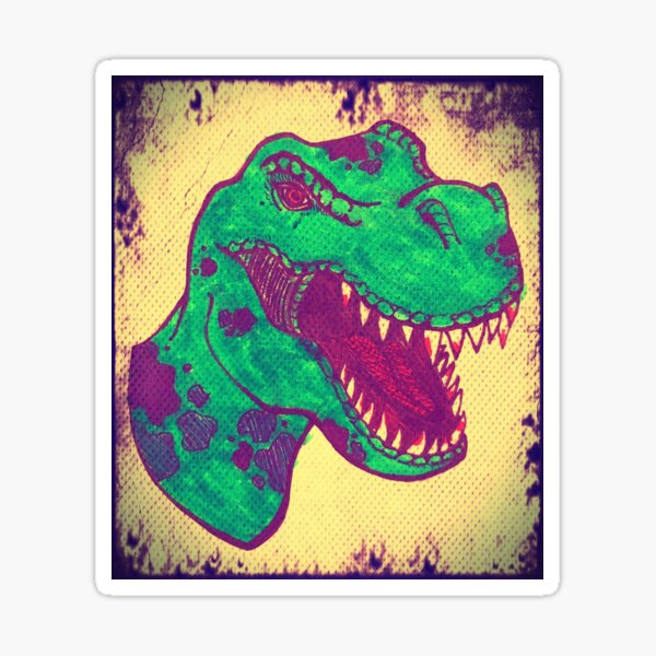 "Old Bones T-rex - Distressed Dinosaur" Sticker by AllisonDelDuca ...