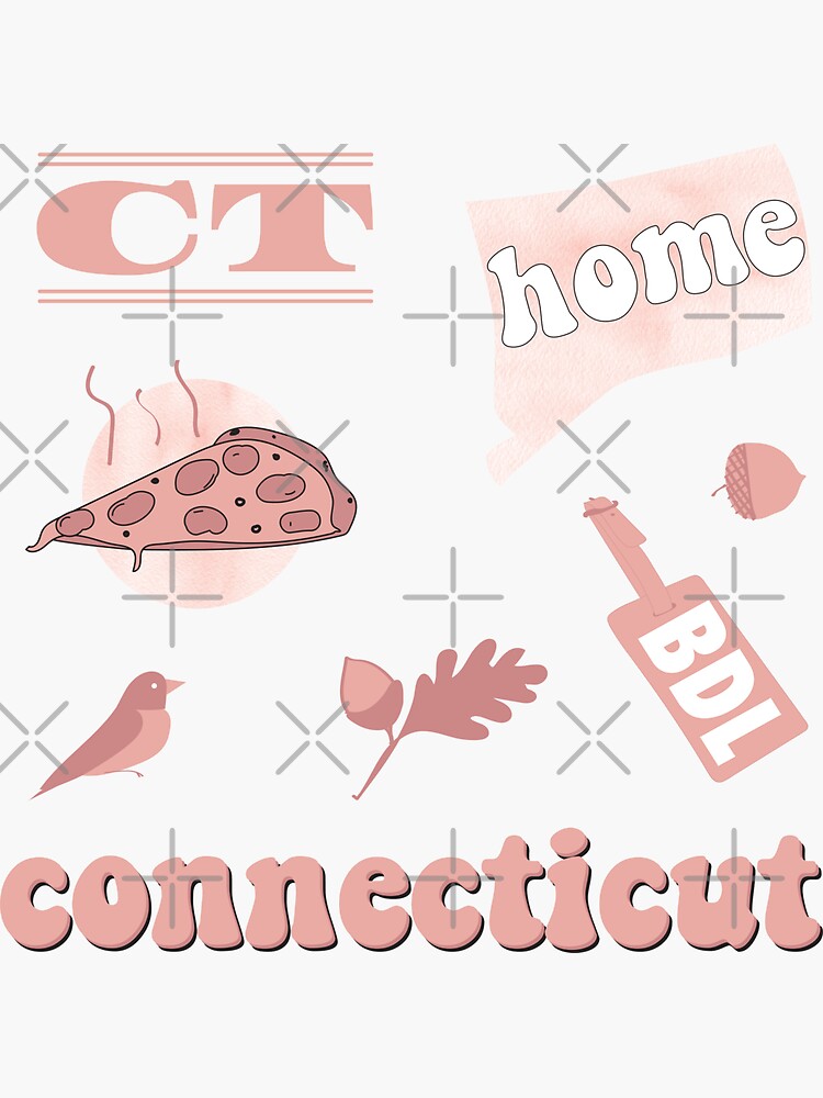 "Peach Blush Pink Watercolor Connecticut US State Sticker Pack" Sticker ...