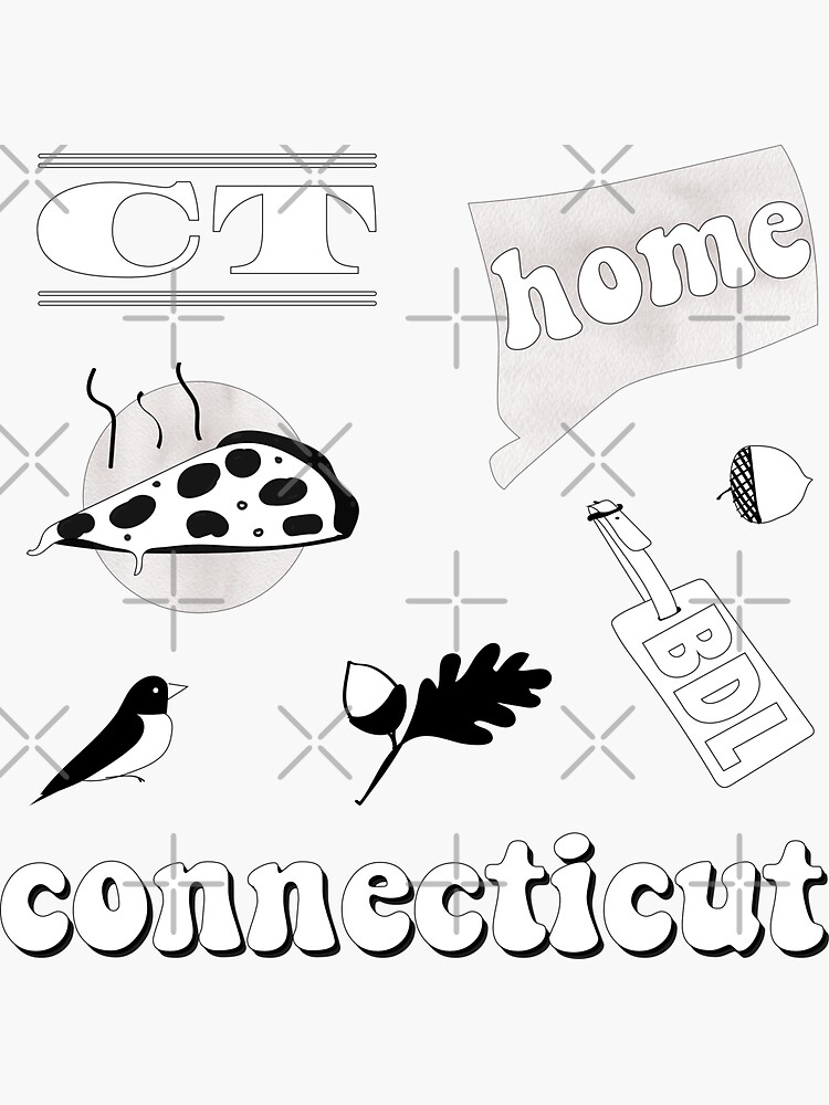 "White Watercolor Connecticut US State Sticker Pack" Sticker by The ...