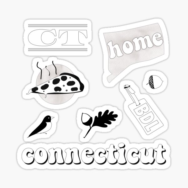 "White Watercolor Connecticut US State Sticker Pack" Sticker by The ...