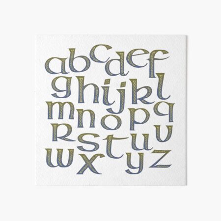 "Celtic Knotwork Half Uncial Alphabet Abecedary" Art Board Print by ...