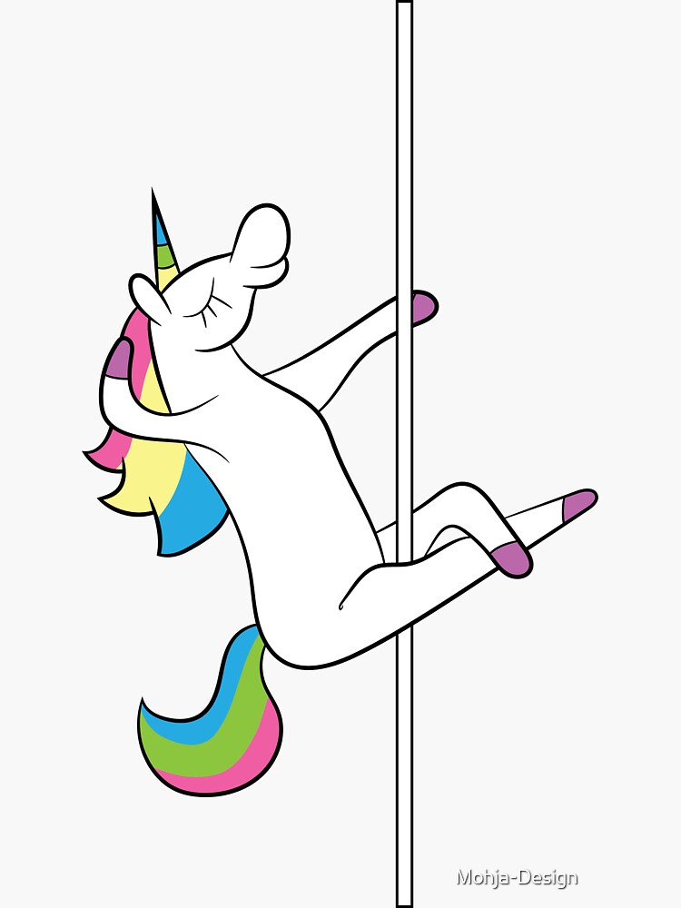 "Pole Dance - unicorn dancing on the pole" Sticker for Sale by Mohja ...