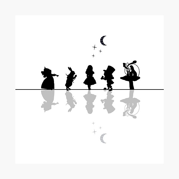 Lámina fotográfica «Noche estrellada del país de las maravillas - Estilo de silueta - Alicia en ...