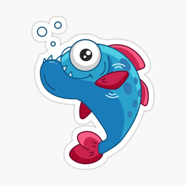 "Fred Blue Fish" Sticker for Sale by AlexDolnik | Redbubble