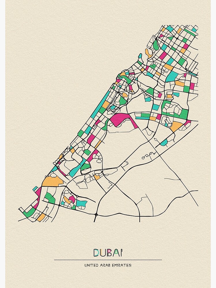 "Dubai, UAE Street Map" Art Print by geekmywall | Redbubble