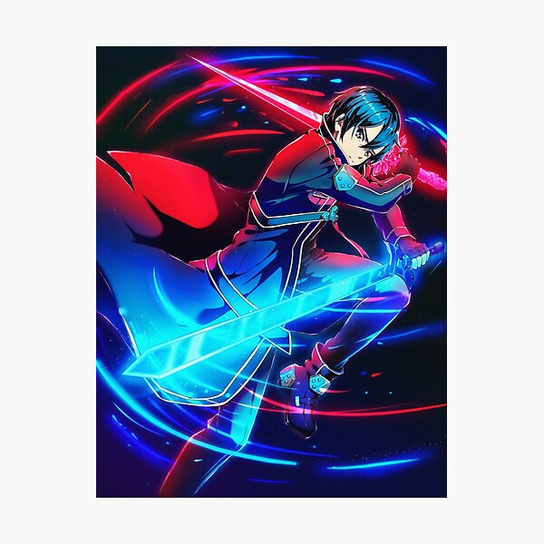 Lámina fotográfica «Un personaje de anime genial con espadas azules y ...