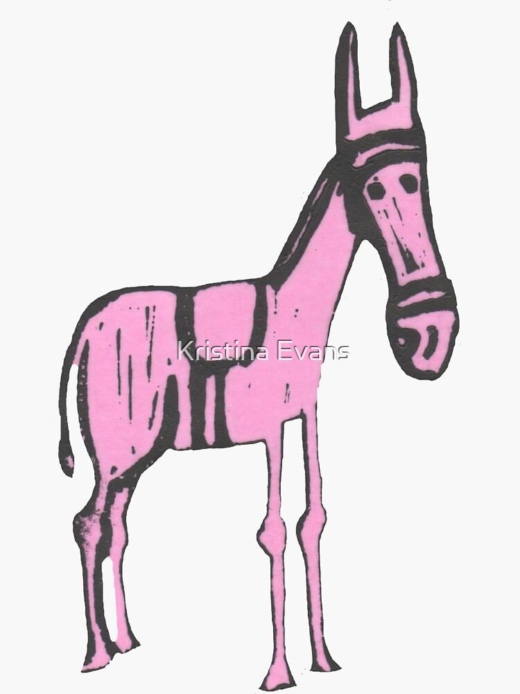"Pink Donkey" Sticker for Sale by krisevansart | Redbubble