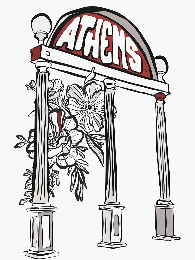 "UGA Arch Illustration v1" Sticker for Sale by peytonbjones | Redbubble