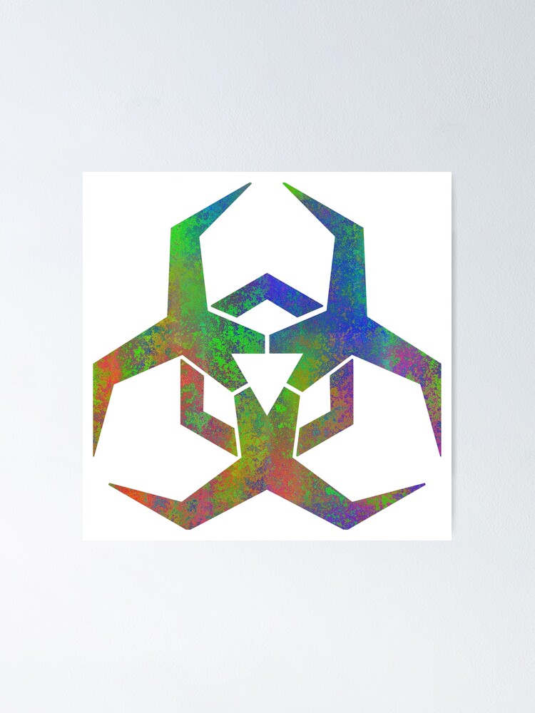 "Rainbow Rust Futuristic Biohazard Symbol" Poster by Dator | Redbubble